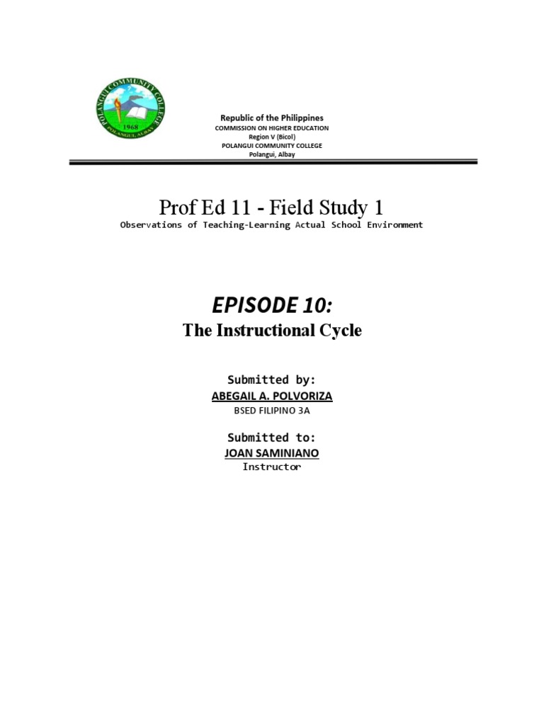 Episode 10: Prof Ed 11 - Field Study 1 | PDF | Educational Technology ...