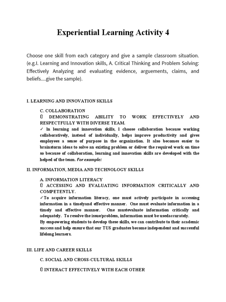 Experiential Learning Activity 5 | PDF | Learning | Information Literacy