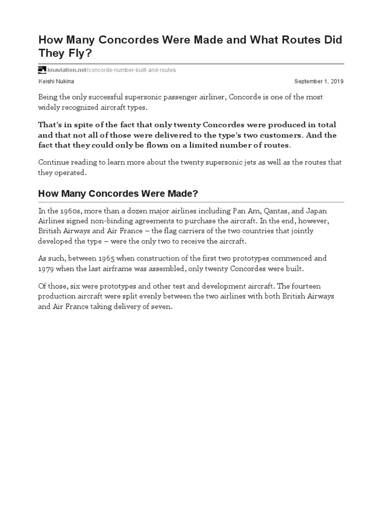 Concorde Production and Flight Routes | PDF | Airlines | Aeronautics