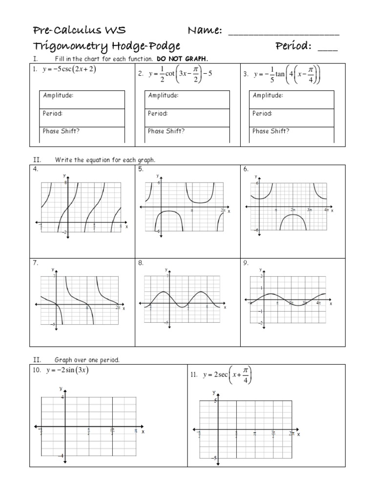 HW 4 Mixed Trig Graphs | PDF | Classical Mechanics | Motion (Physics)