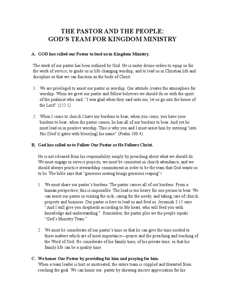 Pastor Appreciation Sermon | PDF | Pastor | Prayer