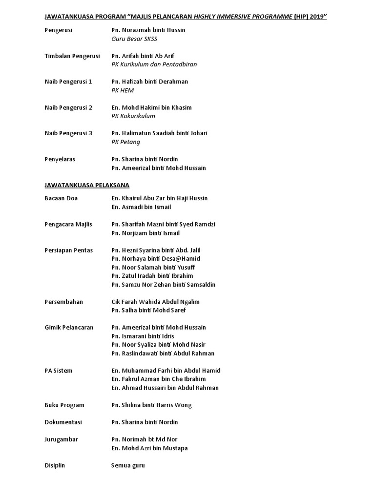 Jawatankuasa Program Hip | PDF