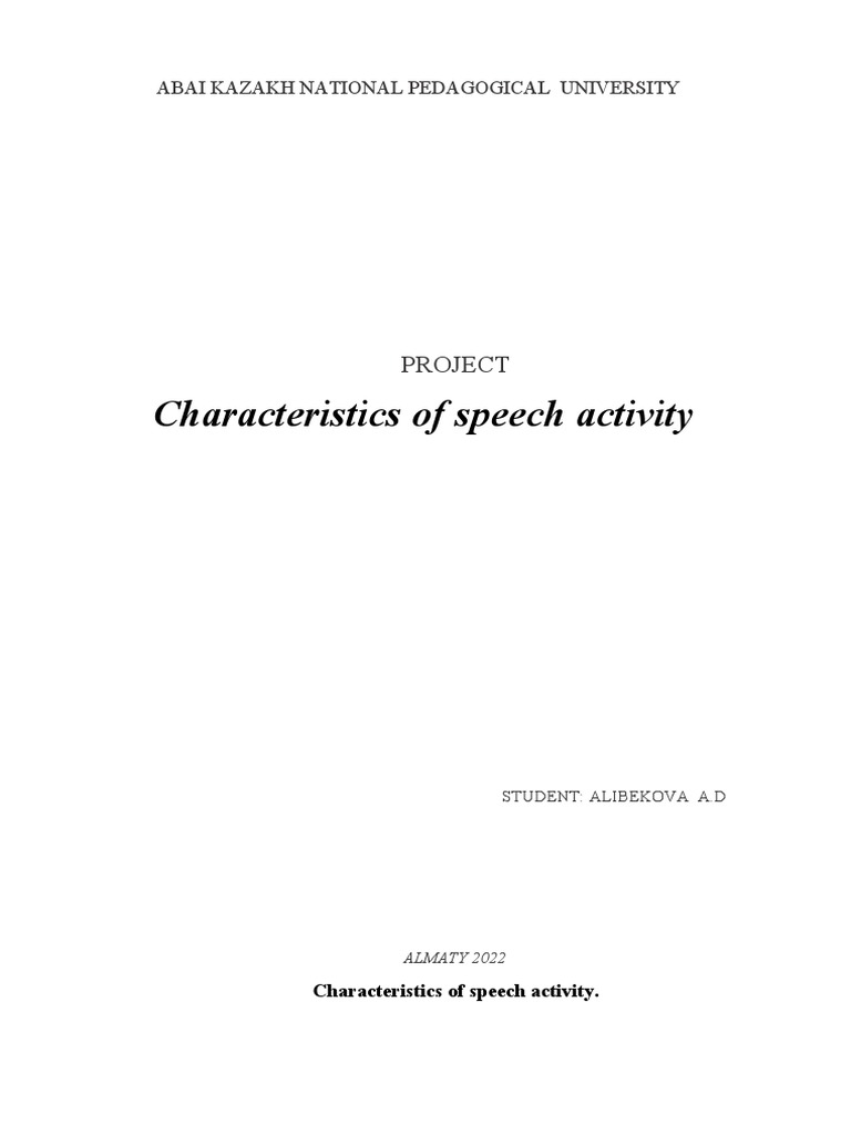Characteristics of Speech Activity | PDF | Communication | Speech