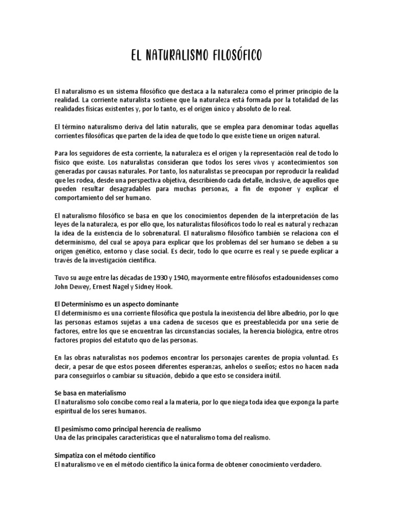 El Naturalismo Filosófico | PDF | Naturalismo (filosofía) | Determinismo