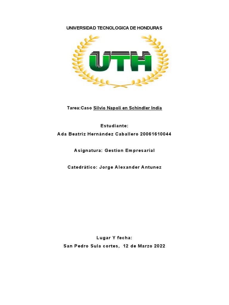 Caso Silvio Napoli en Schindler India - Gestion Empresarial | PDF ...