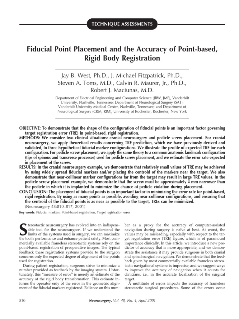 West, J.B., Fitzpatrick, J.M., Toms, S.A., Maurer, 2001.fiducial Point ...