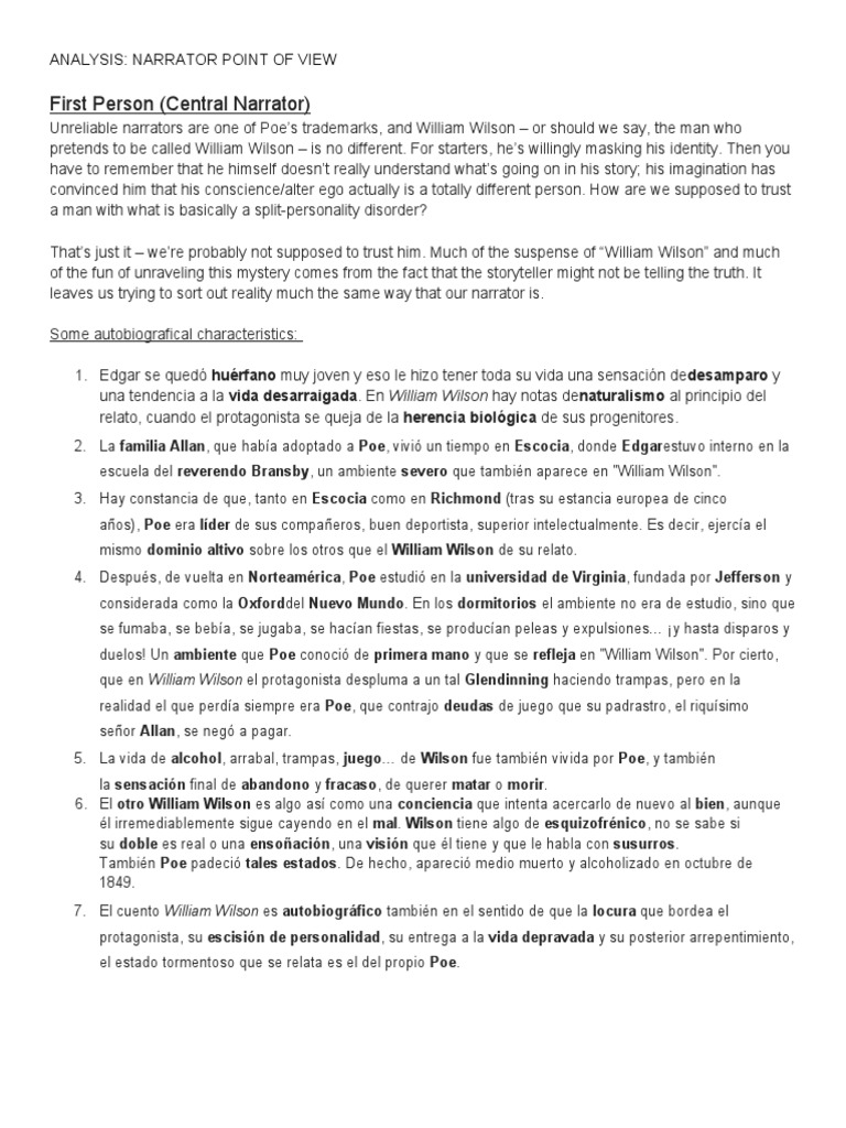 William Wilson Analysis | PDF | Edgar Allan Poe