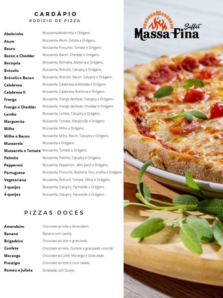 Cardápio Massa Fina - Rodízio de Pizza em Domicílio | PDF