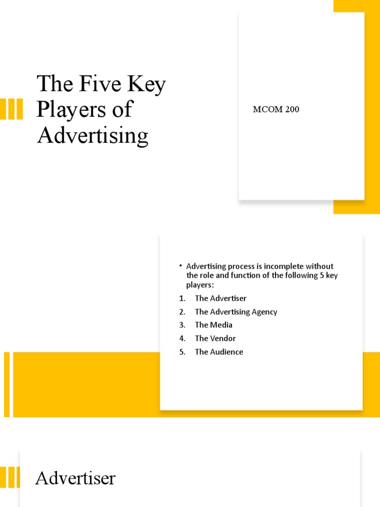 Key Players in Advertising Process | PDF | Advertising | Human ...