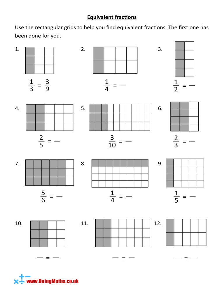 Equivalent Fraction Shapes | PDF