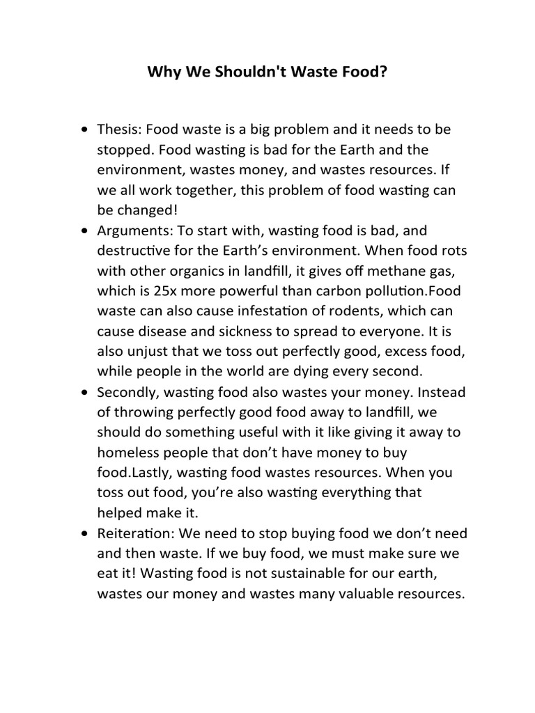 Why We Shouldn't Waste Food? | PDF
