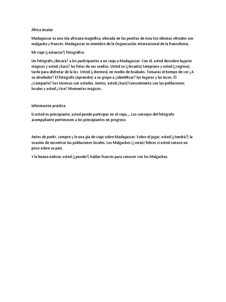 Idiomas oficiales en Madagascar: francés y malgache | PDF | Arte