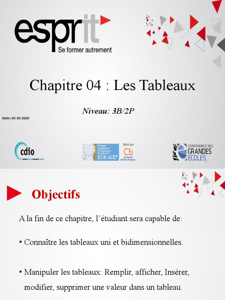 Chap.4 Les Tableaux (Mise à Jour) | PDF | C (Langage de programmation) | Informatique