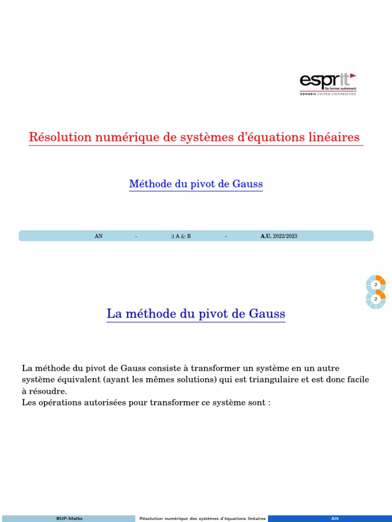 Méthode Pivot Gauss | PDF | Équations | Matrice (Mathématiques)