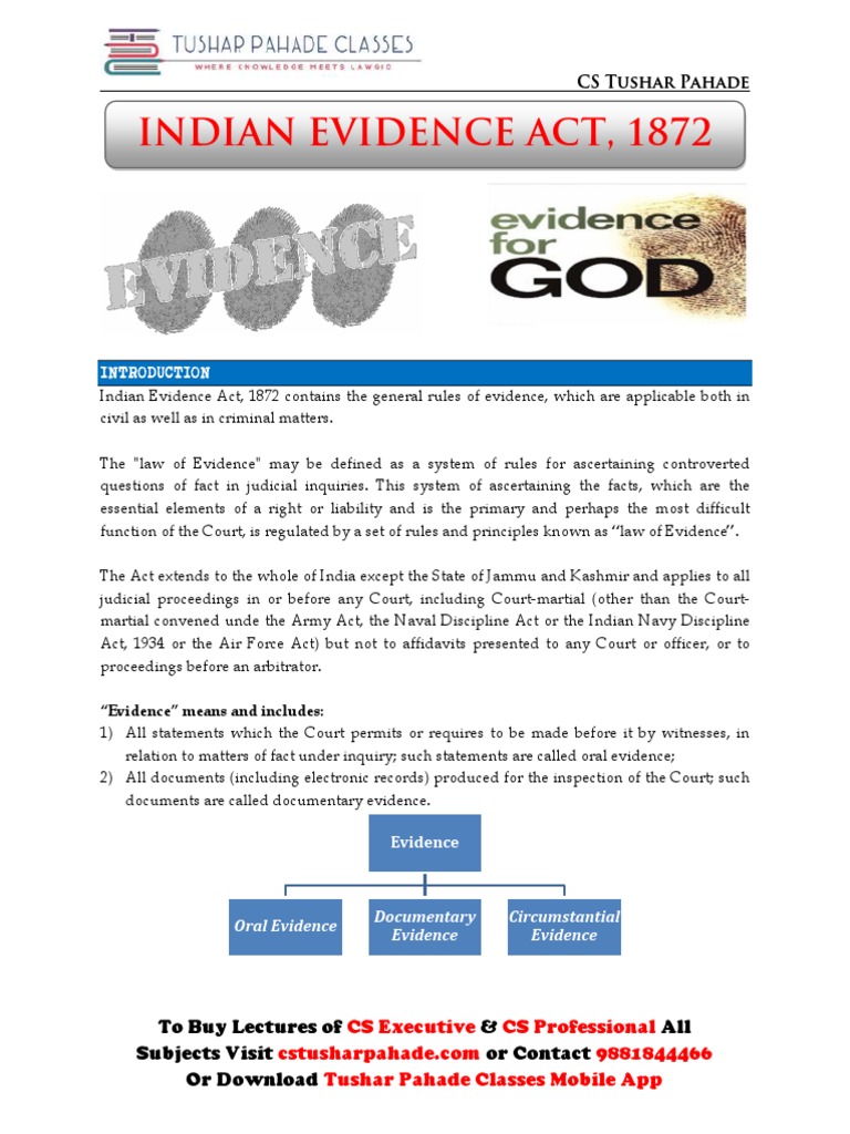 Indian Evidence Act | PDF | Confession (Law) | Witness