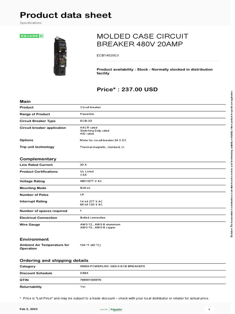 PowerLink G3 Remotely Operated Circuit Breakers - ECB14020G3 | PDF ...