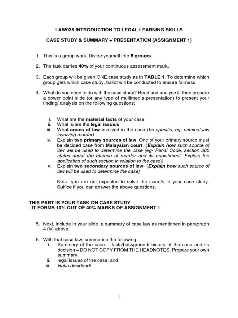 4) Assignment 1 Case Study Instructions & Rubrics 7 August 2021 | PDF ...