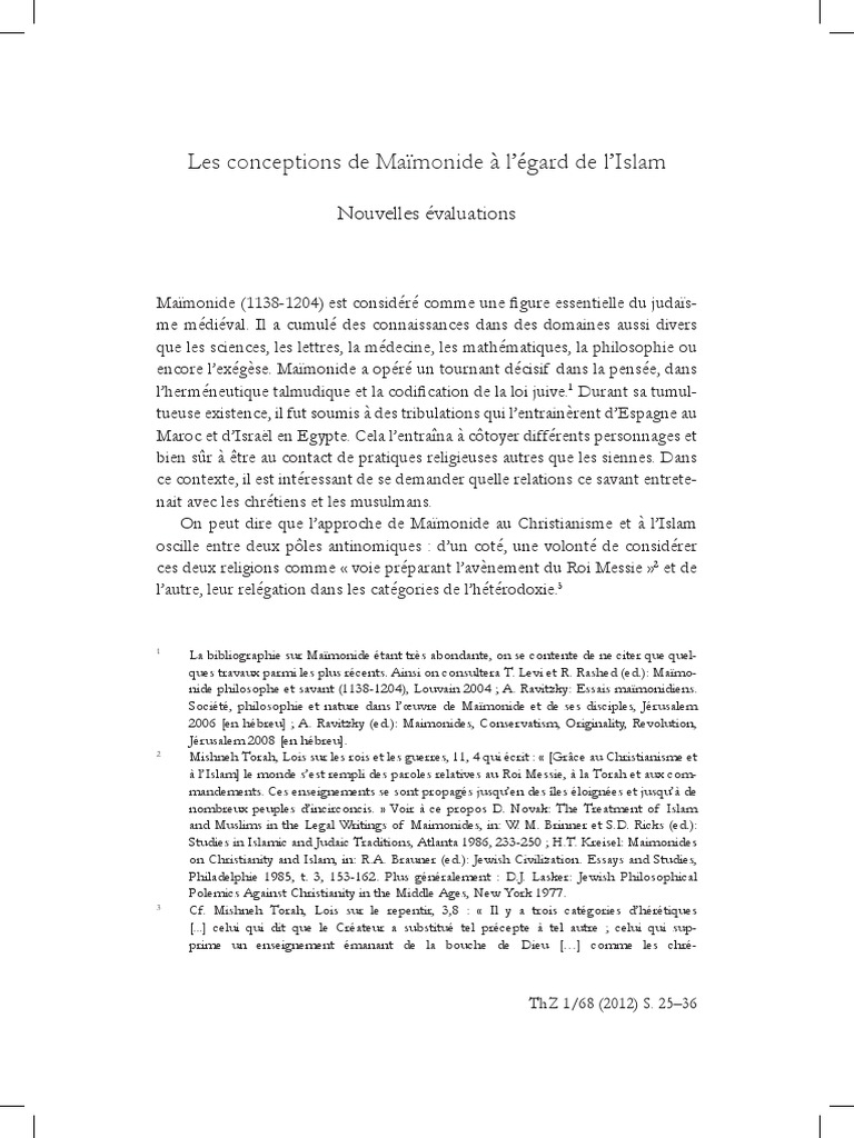 Maïmonide et sa vision de l'Islam | PDF | Moïse Maïmonide | Mahomet