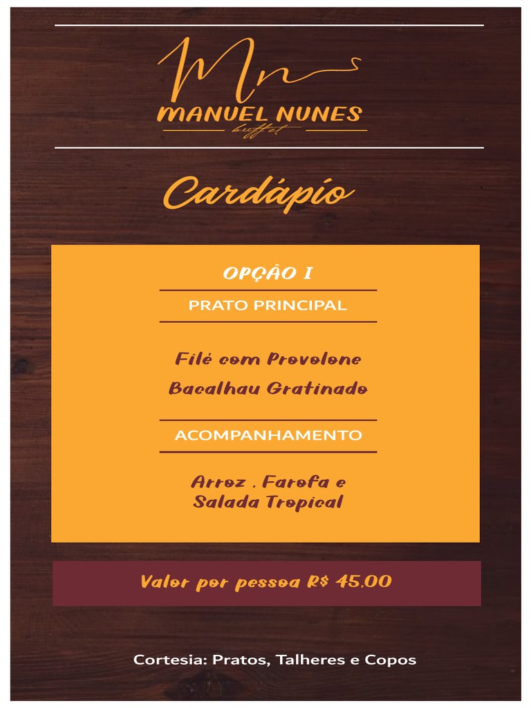 Cardápio - Buffet Manuel Nunes | PDF