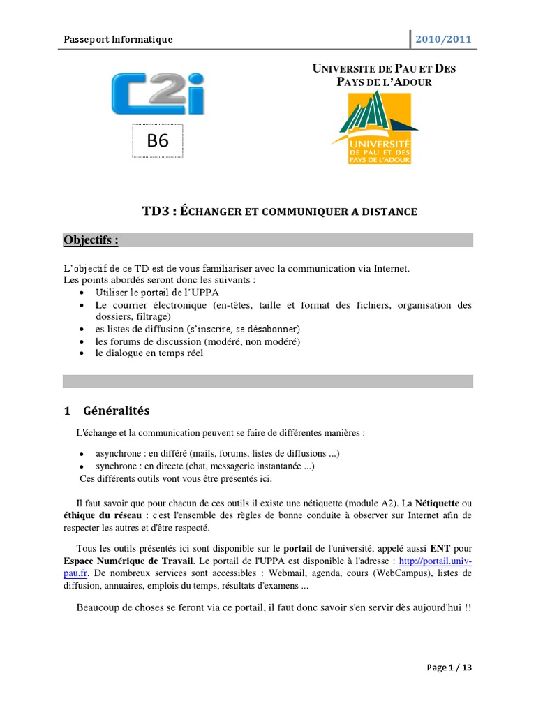 Utiliser la messagerie de l'UPPA | PDF | Forum Internet | Messagerie ...