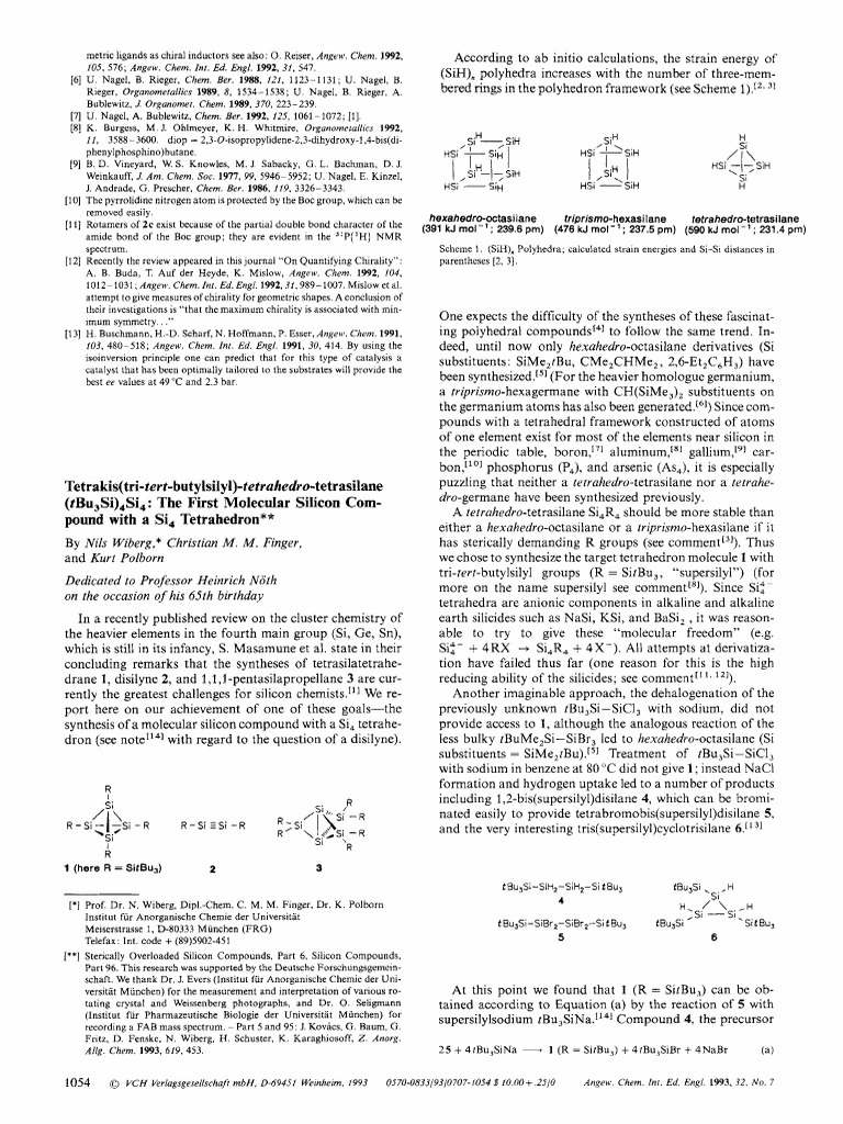 Tetrakis (Tri-Tert-Butylsilyl) - Tetuahedvo-Tetrasilane (Tbu, Si), Si ...