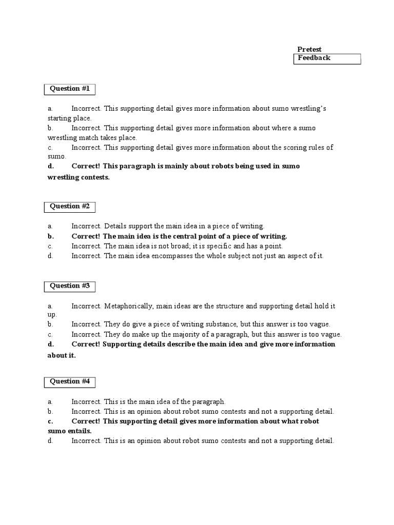 Answer Key Support | PDF