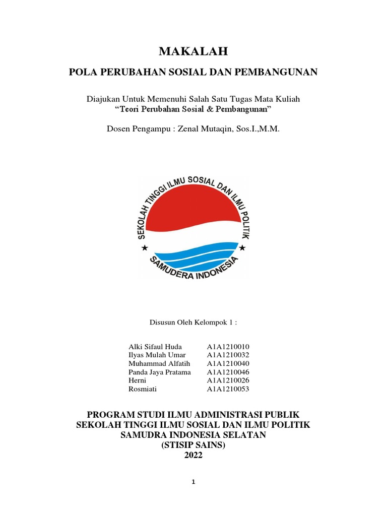 Makalah Pola Perubahan Sosial Dan Pembangunan-1 | PDF | Karier & Perkembangan