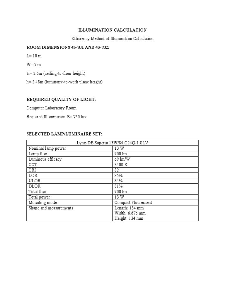 Pit Illumination Calculation | PDF | Lighting | Electromagnetic Spectrum