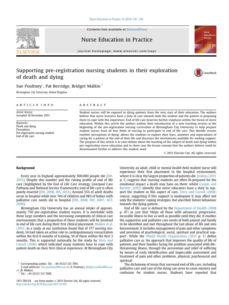 Supporting Pre Registration Nursing Students in Their Exploration | PDF ...