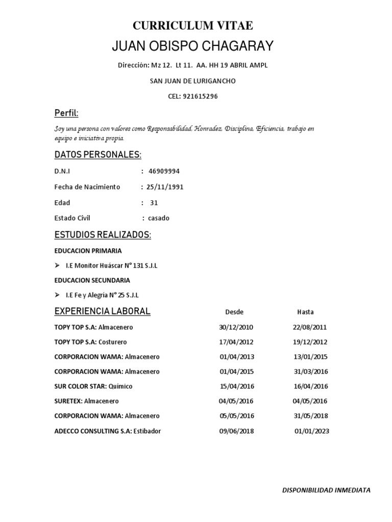 Curriculum Vitae Juan | PDF