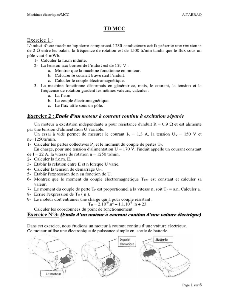 TD MCC | PDF | Puissance (physique) | Résistance (électricité)