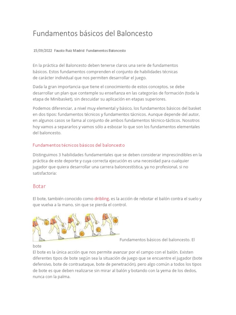 Fundamentos Básicos Del Baloncesto | PDF