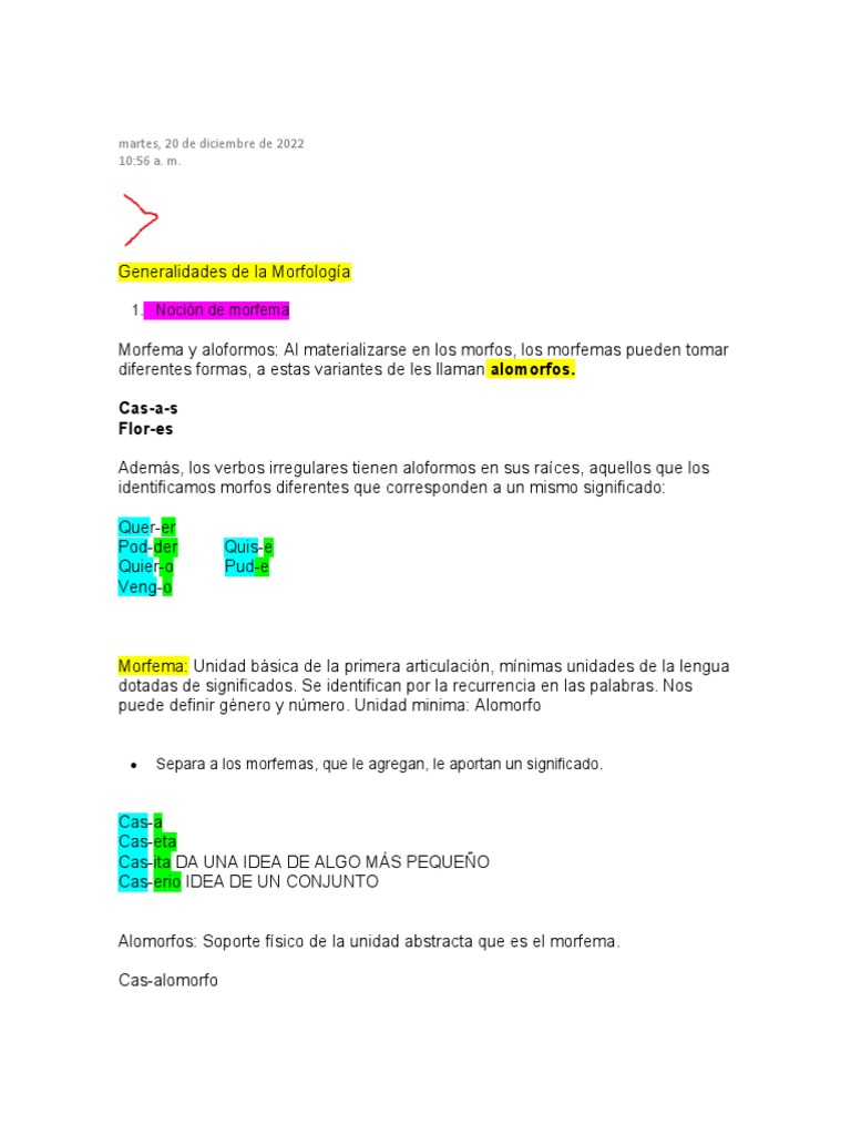 MORFOLOGIA | PDF | Palabra | Numero Gramatical