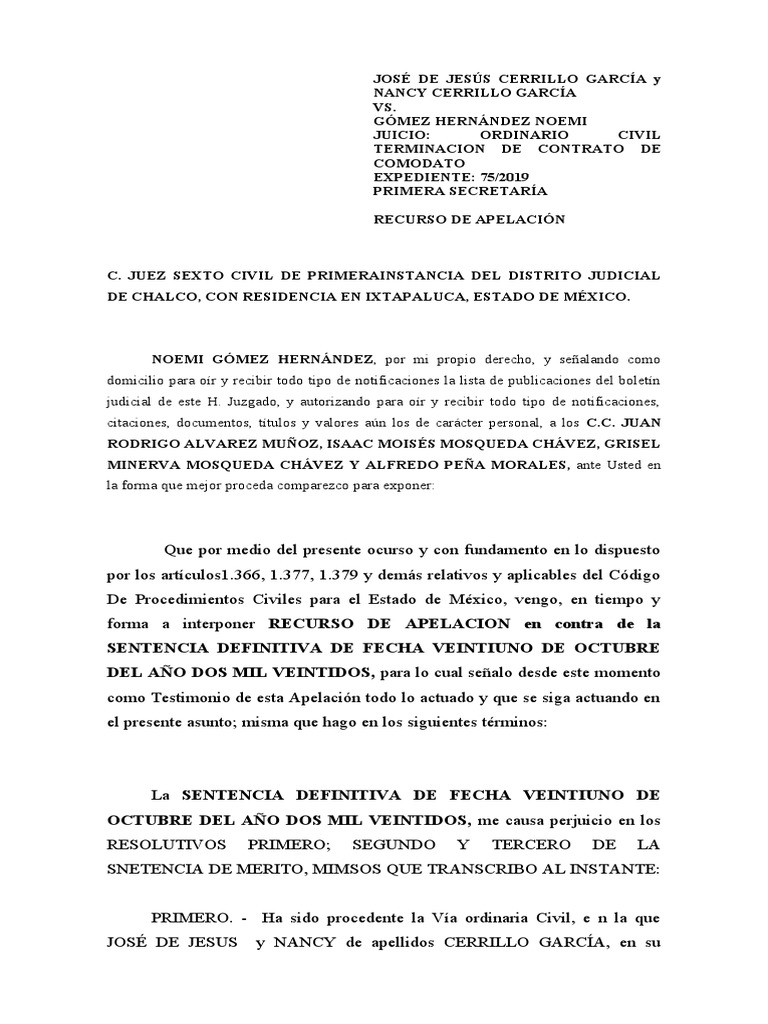 JOSÉ DE JESÚS CERRILLO GARCÍA y NANCY CERRILLO GARCÍA APELACION | PDF | Caso de ley | Sentencia ...