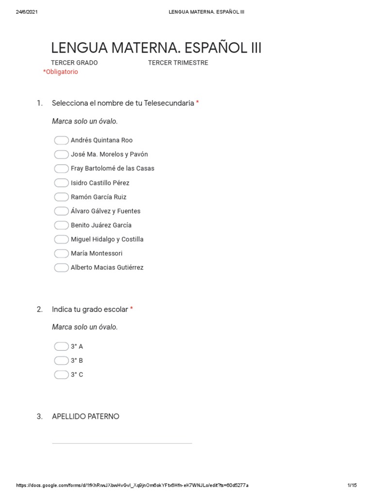 B3-3°ESPAÑOL - Formularios de Google | PDF | Sumario abstracto) | España