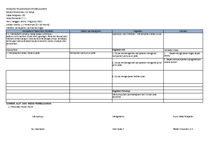 Contoh RPP Ips Kelas 7 | PDF