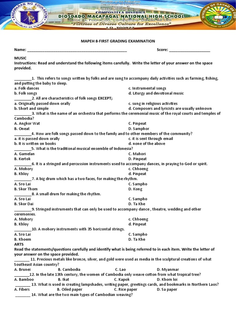 Mapeh 8-Quarterly Assessment | PDF | Physical Fitness