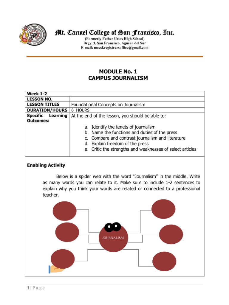Campus Journalism Module 1 | PDF