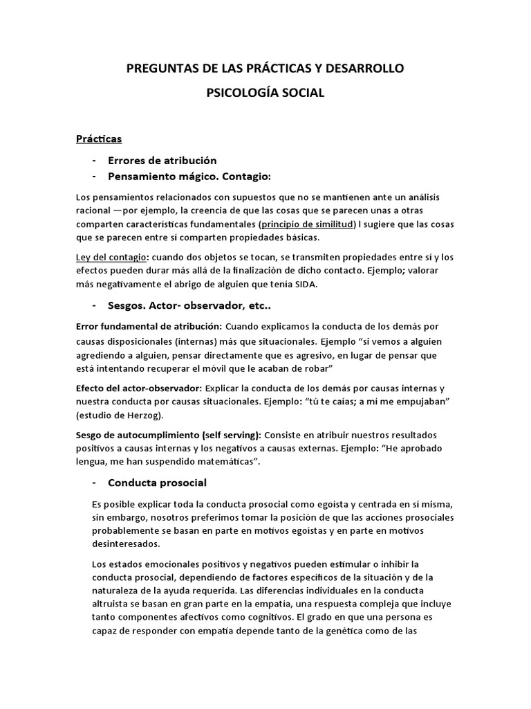 Psicología Social UCV Teoría - Examen - Teoría - Prácticas | PDF | Pensamiento | Comportamiento