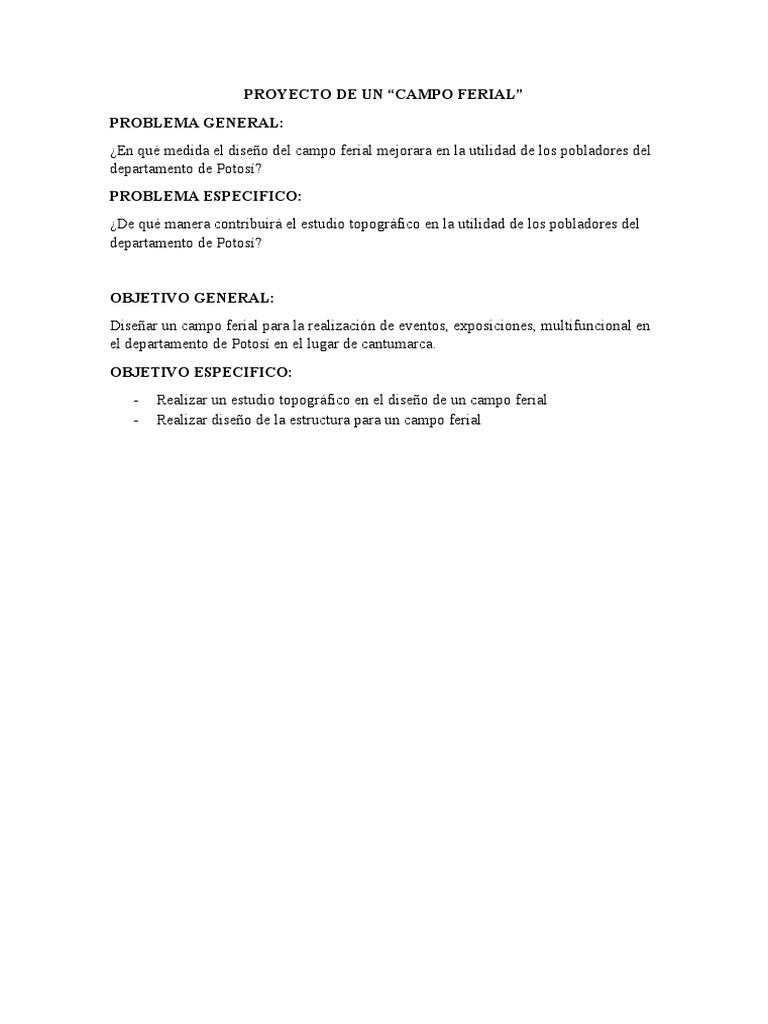 Proyecto de Un Campo Ferial | PDF