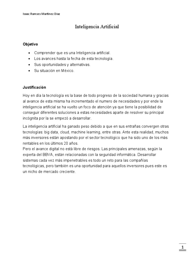 Inteligencia Artificial: Objetivo | PDF | Inteligencia artificial | Inteligencia (IA) y semántica
