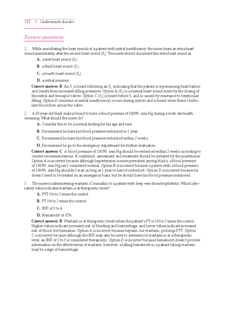 Cardiovascular Questions - Lippincot | PDF | Heart | Diseases And Disorders