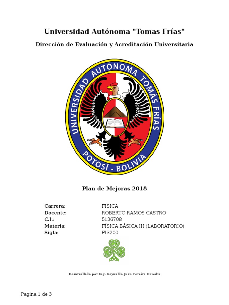 Universidad Autónoma "Tomas Frías": Dirección de Evaluación y ...