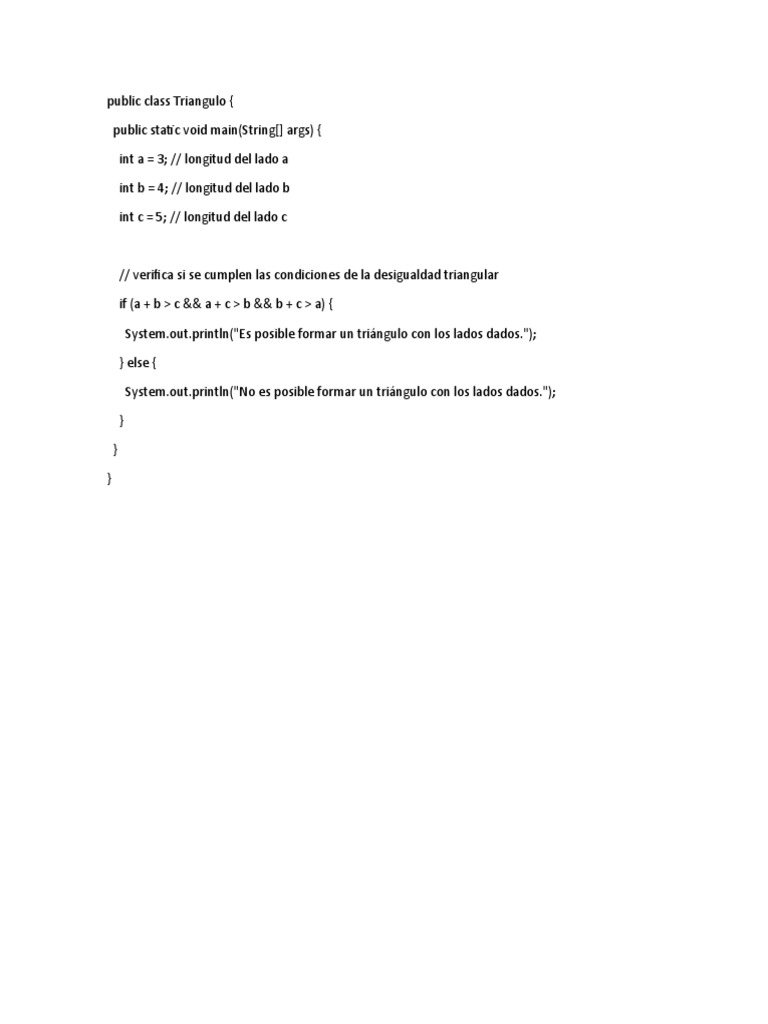 Verificar Triángulo en Java | PDF | Triángulo | Java (lenguaje de programación)
