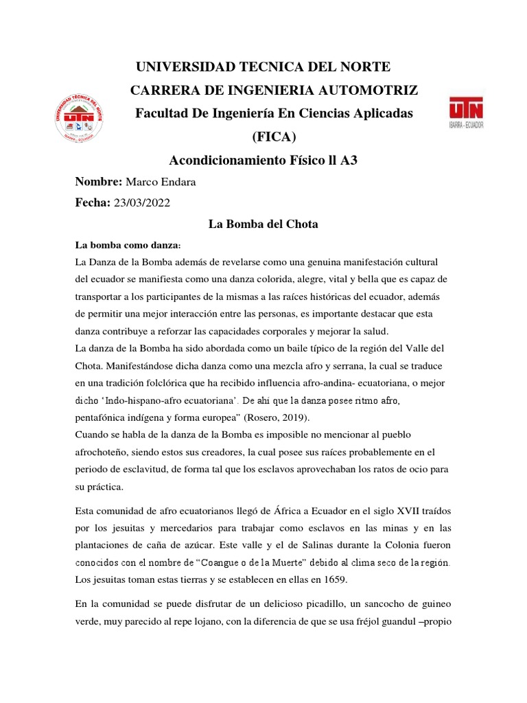 Vestimenta y danza de la Bomba del Chota | PDF | Ecuador | Bailes