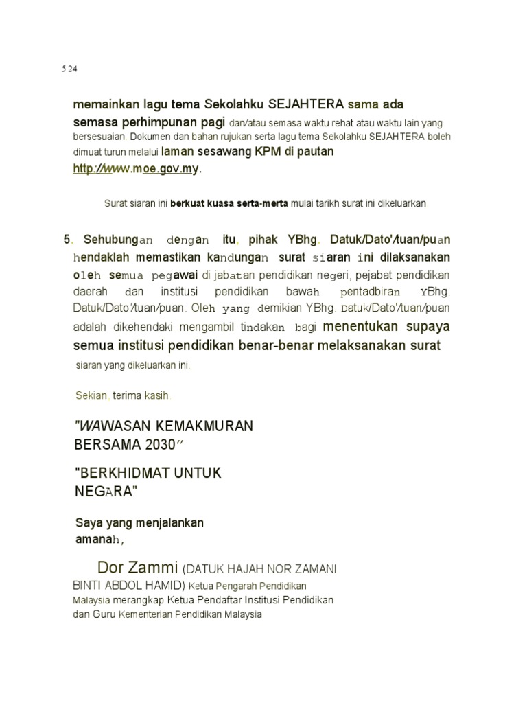 Surat Siaran KPM Bil 4 2022 Pelaksanaan Konsep Sekolahku Sejahtera | PDF Surat Siaran KPM Bil 4 2022 Pelaksanaan Konsep Sekolahku Sejahtera | PDF