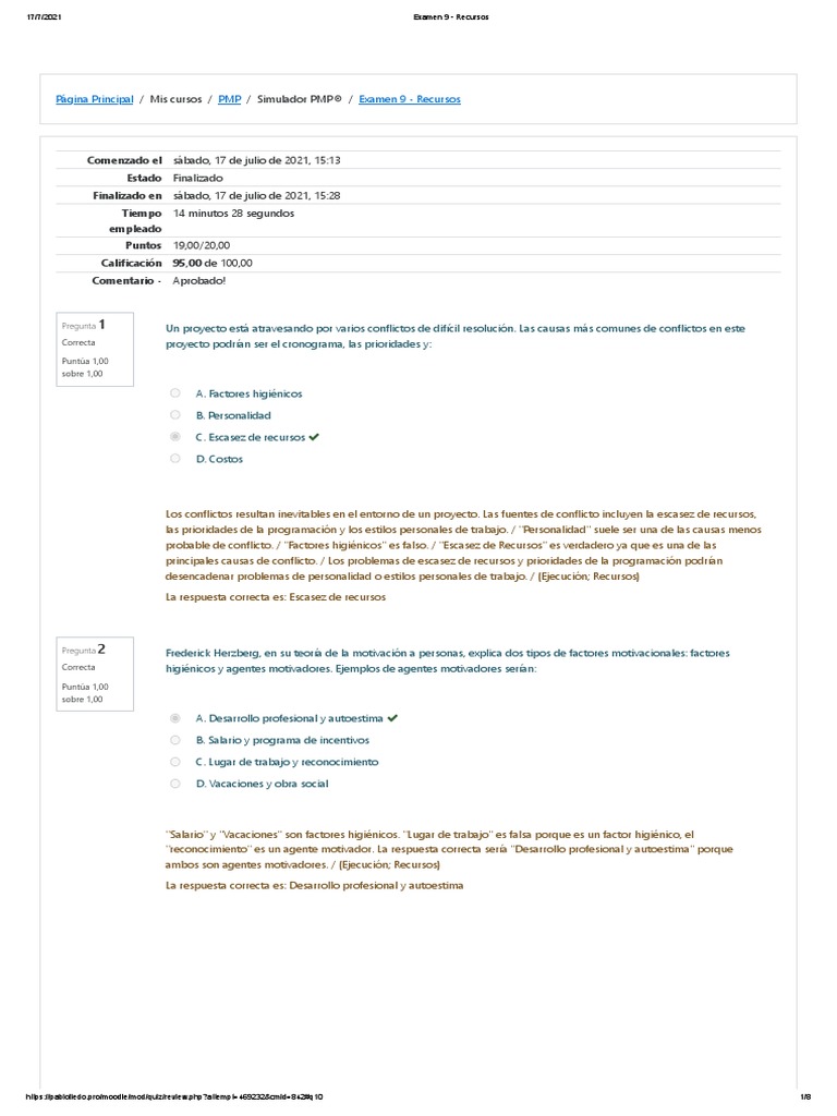 Examen 9 - Recursos | PDF | Planificación | Gestión de recursos humanos