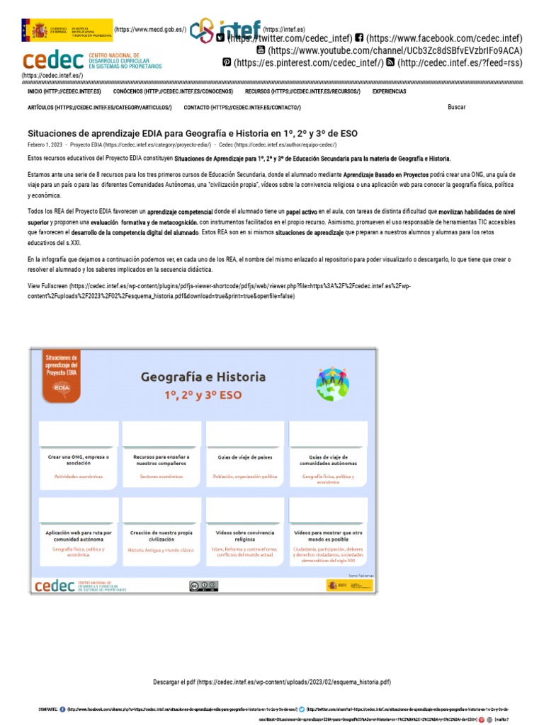 Artículo - Situaciones de Aprendizaje EDIA para Geografía e Historia en 1º, 2º y 3º de ESO ...