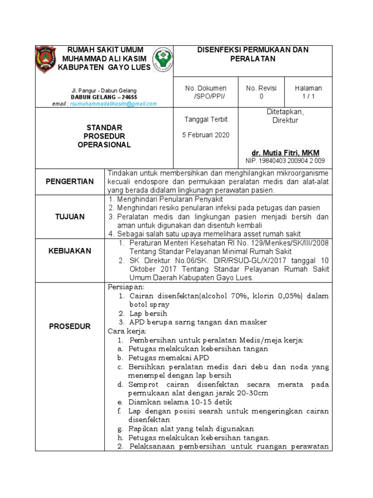 Spo Disenfektan Permukaan | PDF