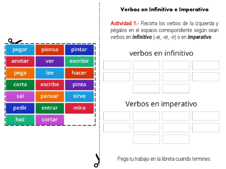 Verbos en Infinitivo e Imperativo | PDF